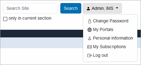 User Account Menu — Collaborative Portal Help - Version 5